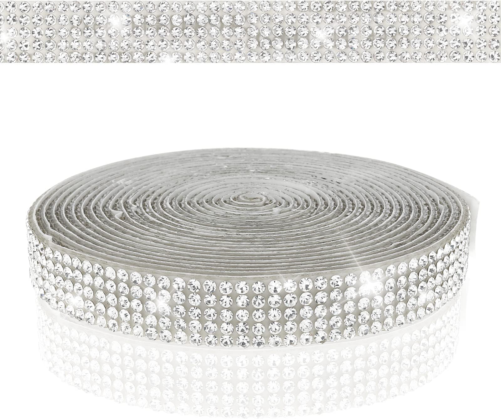 WLLHYF Self-Adhesive Crystal Rhinestone Strips 0.45 Inch Silver Diamond ...