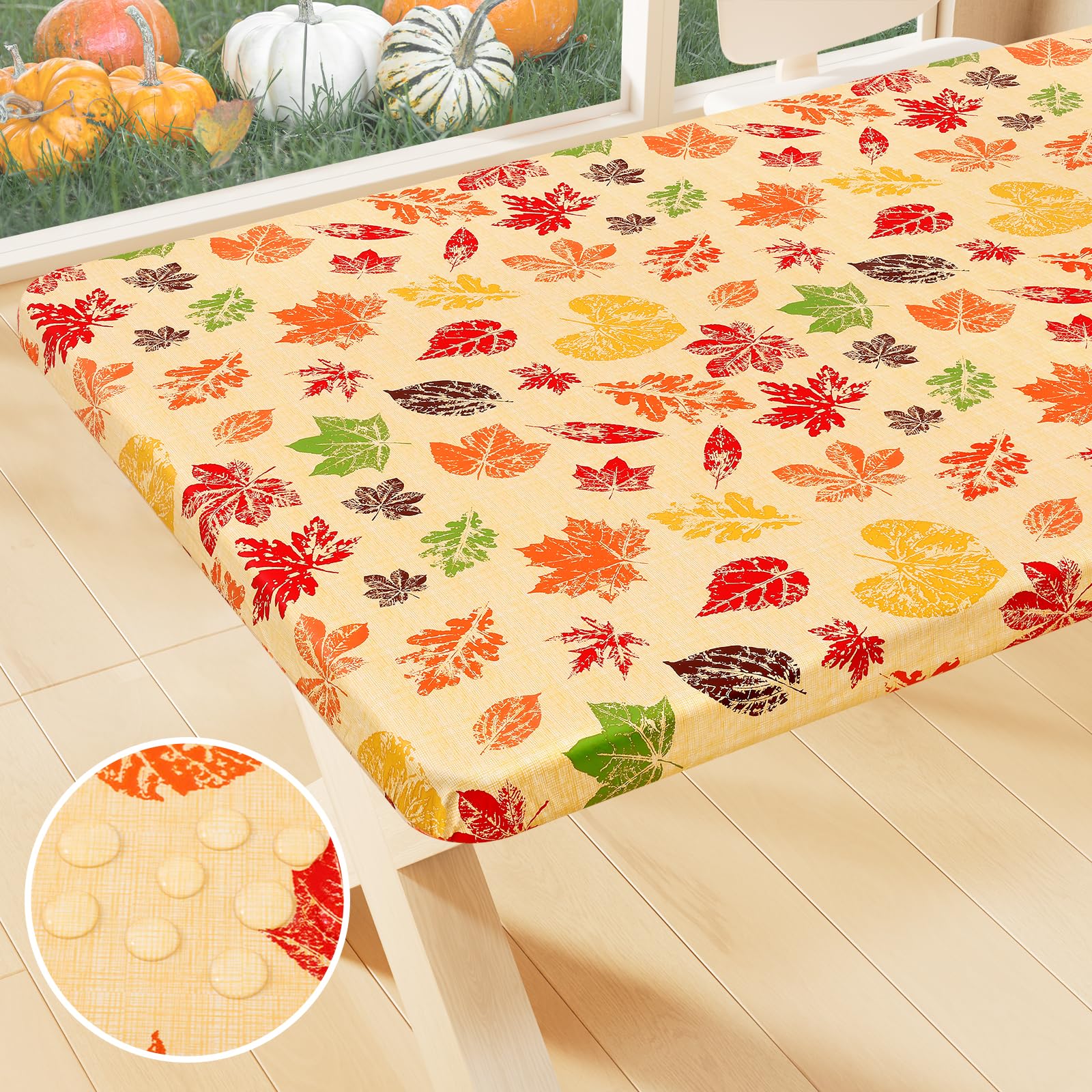 Amazon.com: Smiry Plastic Thanksgiving Tablecloth, Fall Leaves ...