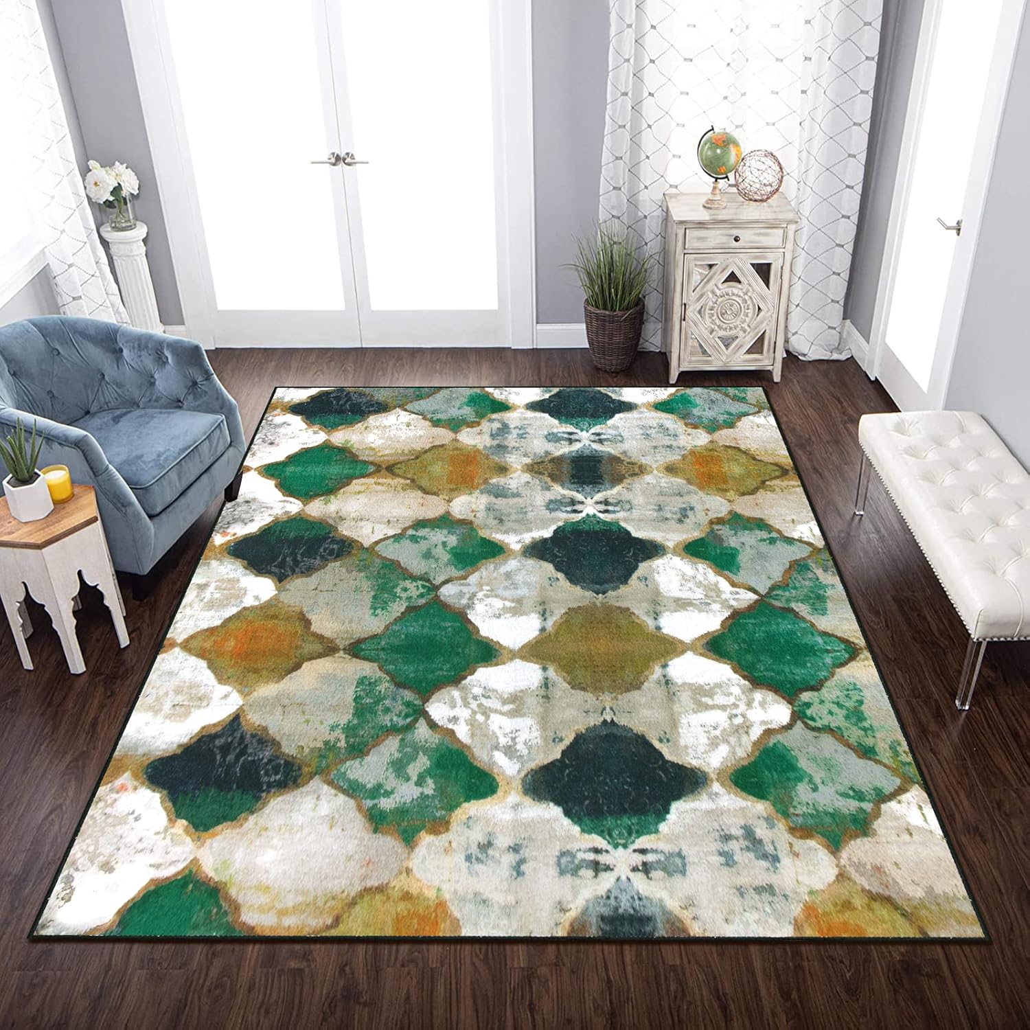 Carpet For Living Room, 120X160CM Floor Rug, Moroccan Geometric Area ...