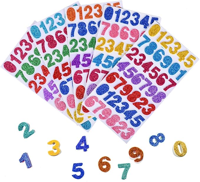 Amazon.com: 210pcs Glitter Foam Number & Letter Stickers - 5 Sheets 3D ...