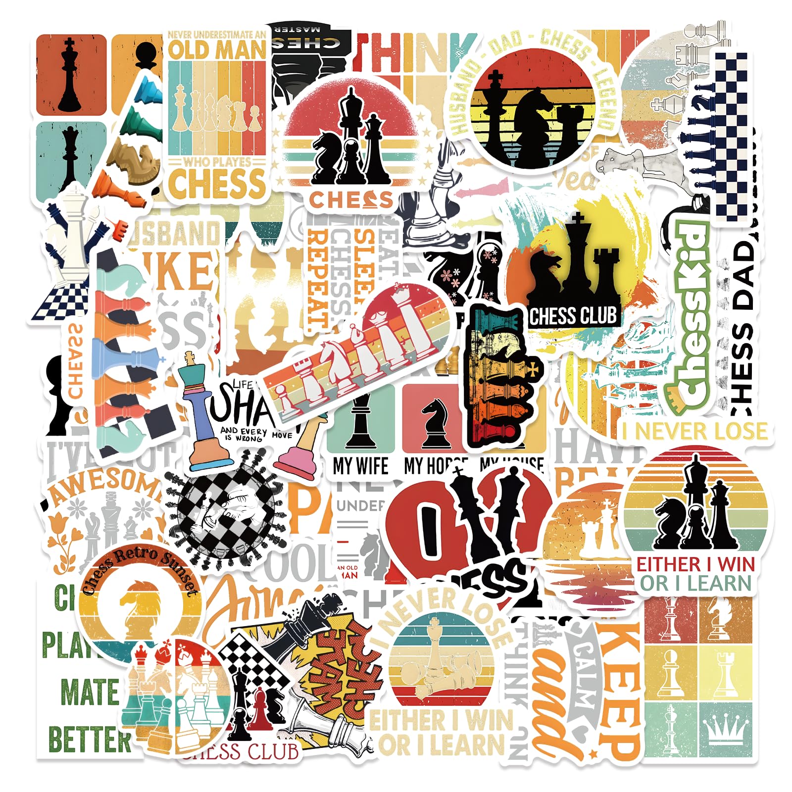 Amazon.com: 54 PCS Chess Stickers,Chess Decorations, Vinyl Stickers for ...