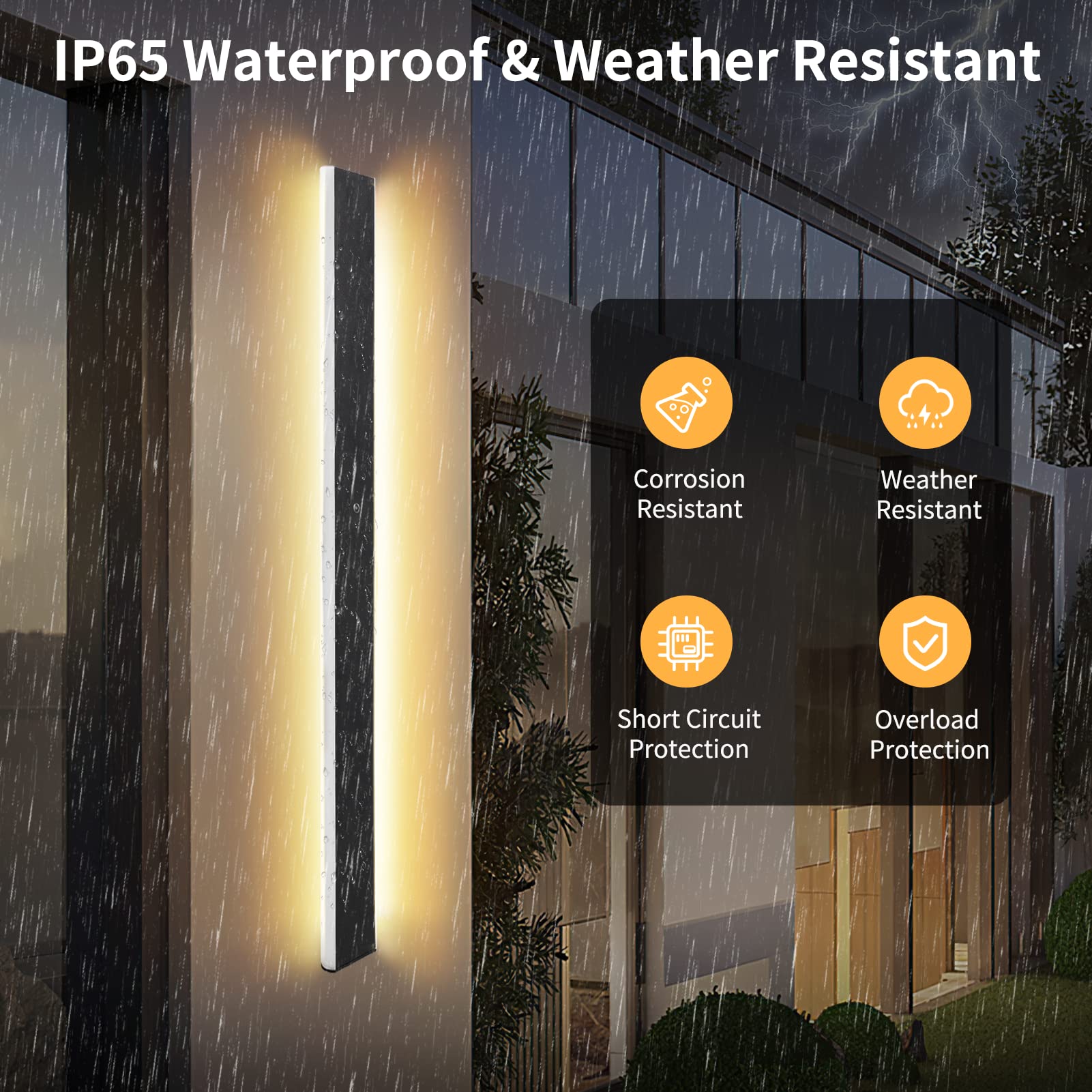 TYCOLIT Outdoor Photocell Sensor Wall Sconce 30W 34Inch Led Wall Lights ...