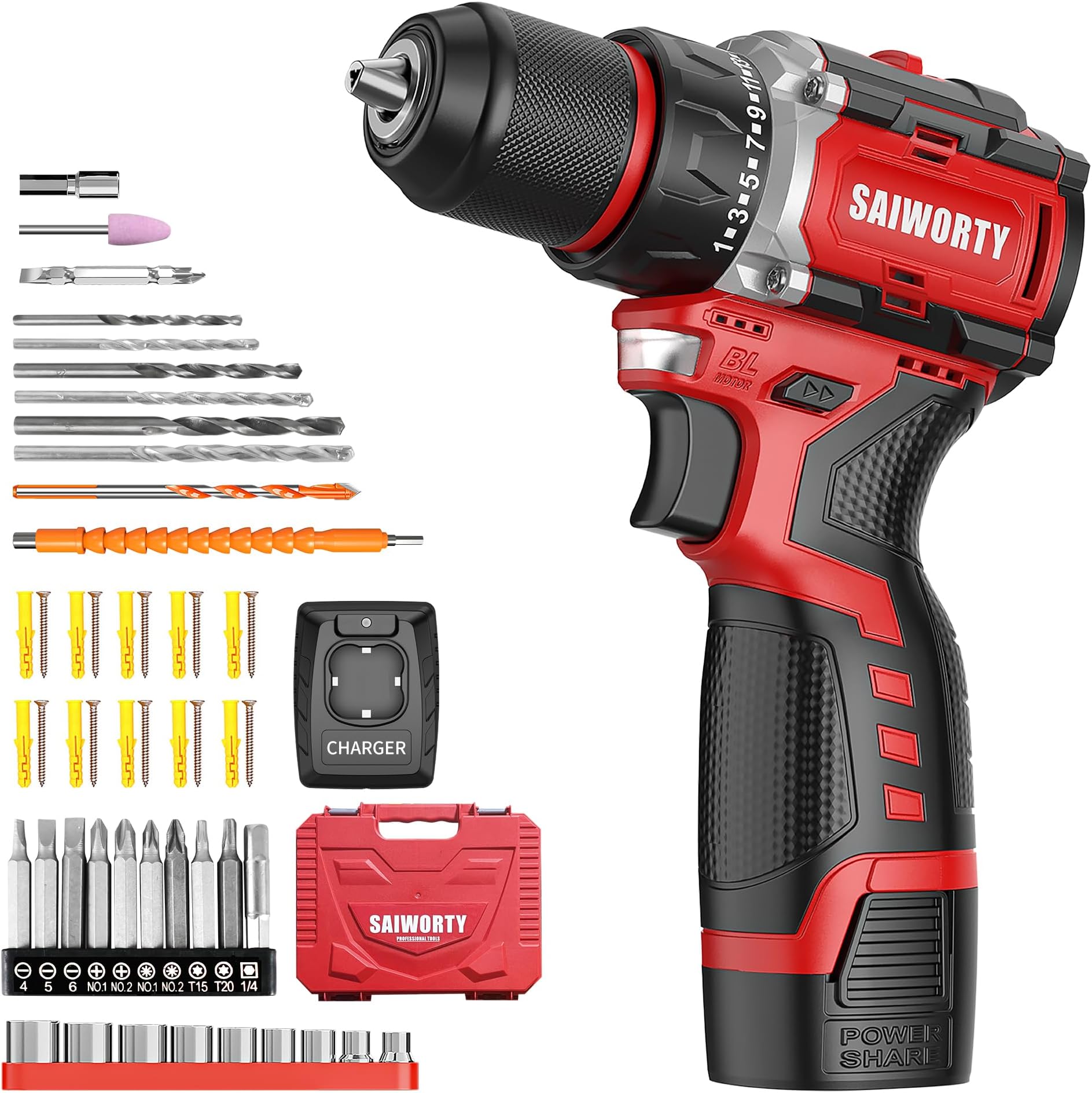 Amazon.com: Cordless Drill Driver Kit, 12V Electric Power Drill Set ...