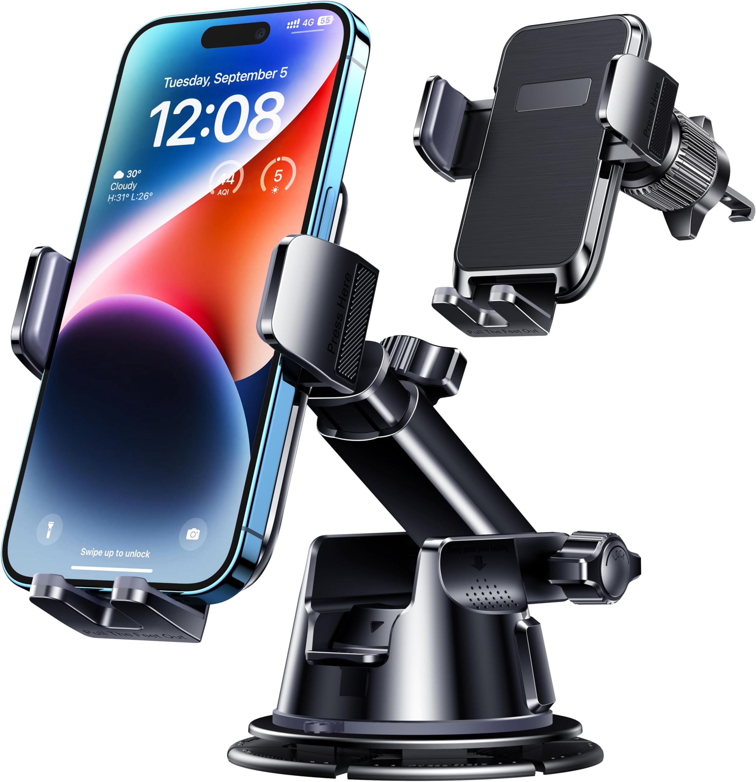 Amazon.com: SUUSON Upgraded 3-in-1 Car Phone Holder Mount [Powerful ...