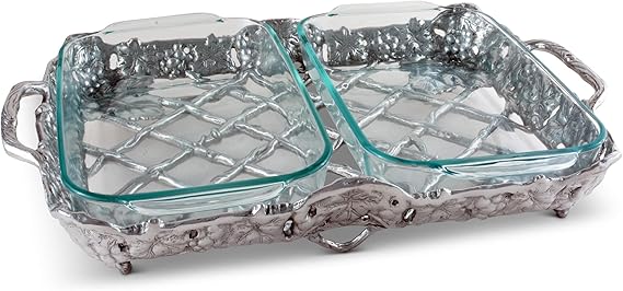 Amazon.com: Arthur Court Metal Pyrex Glass Casserole Dish Holder ...