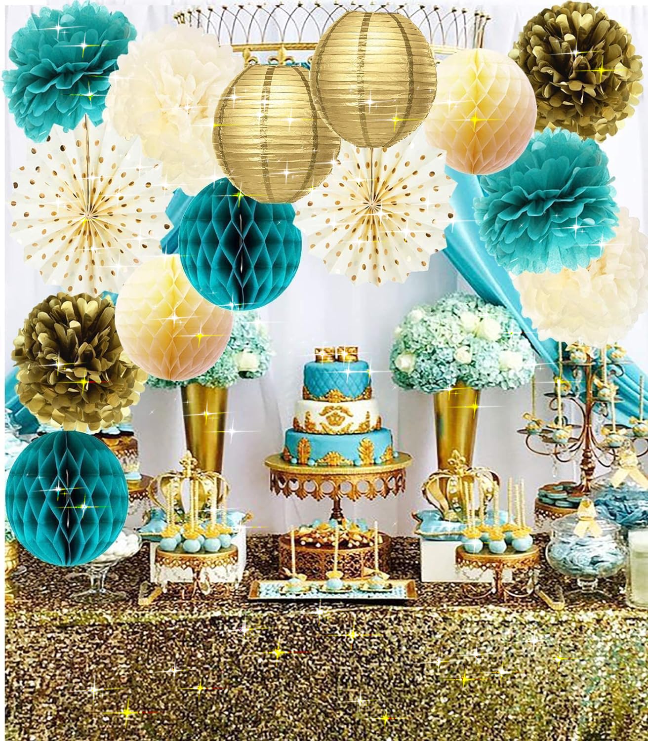 Turquoise Yellow And White Decorations Amazon.com: Birthday