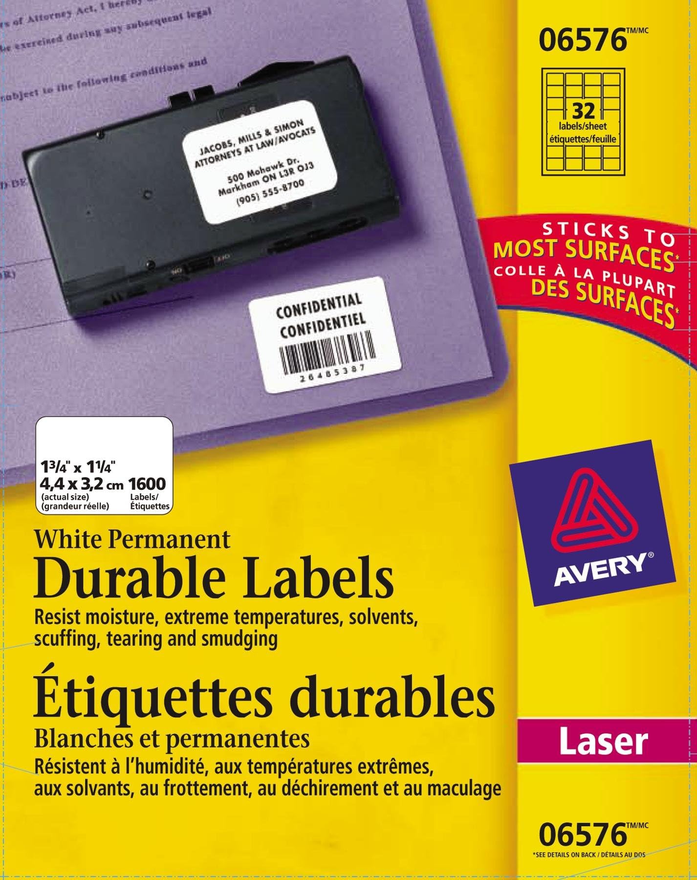 Avery Durable ID Labels with TrueBlock Technology for Laser Printers, 1 ...