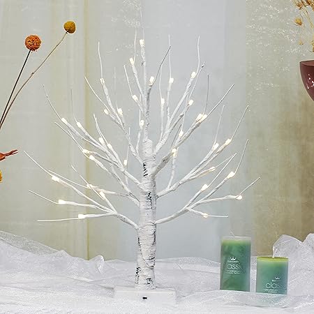 Amazon.com: PEIDUO Set of 2 2FT 24LT Birch Tree Battery Powered Warm ...