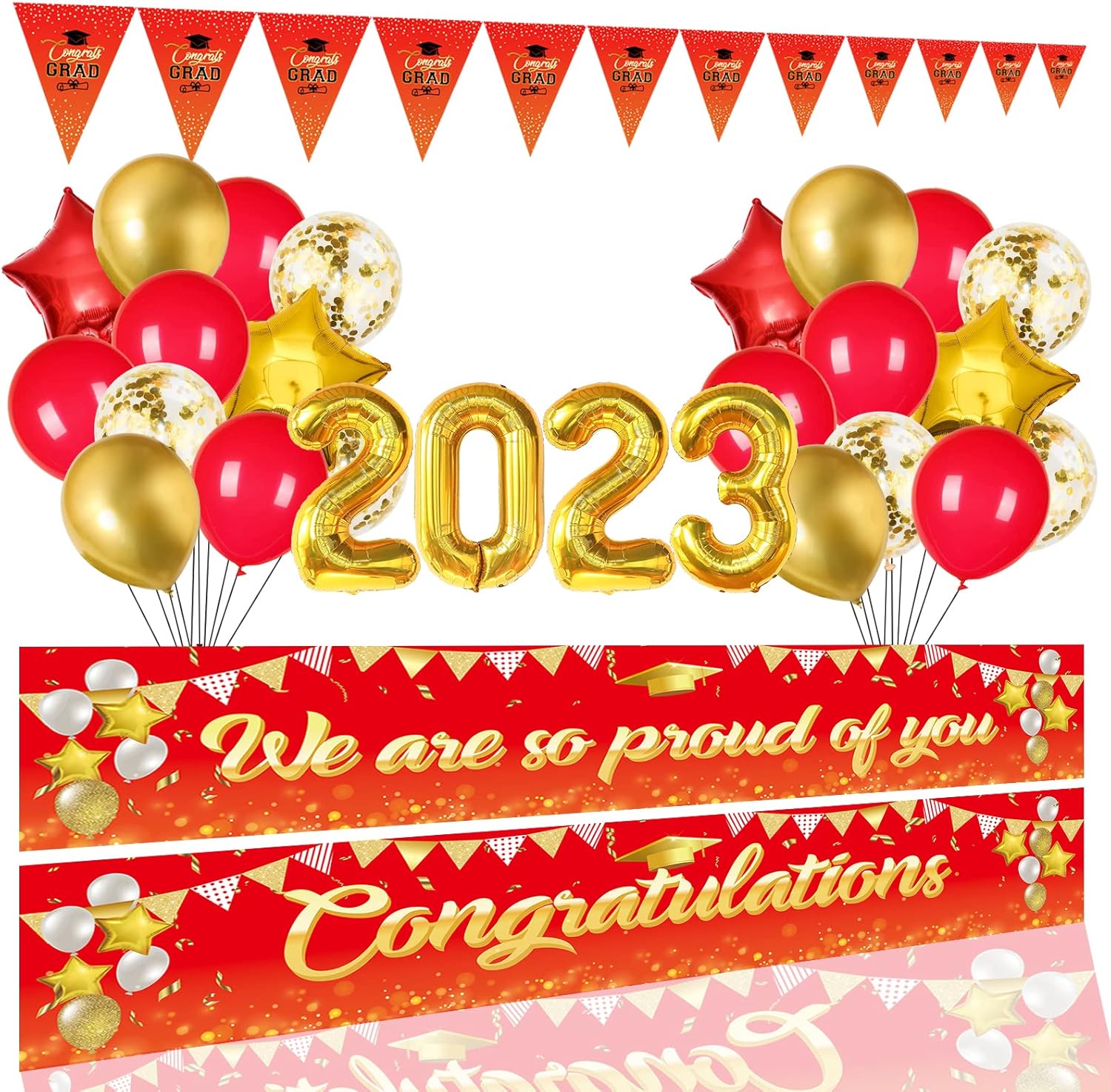 Amazon.com: 40Pcs Large 2023 Graduation Banner Decoration Set 2 Large ...