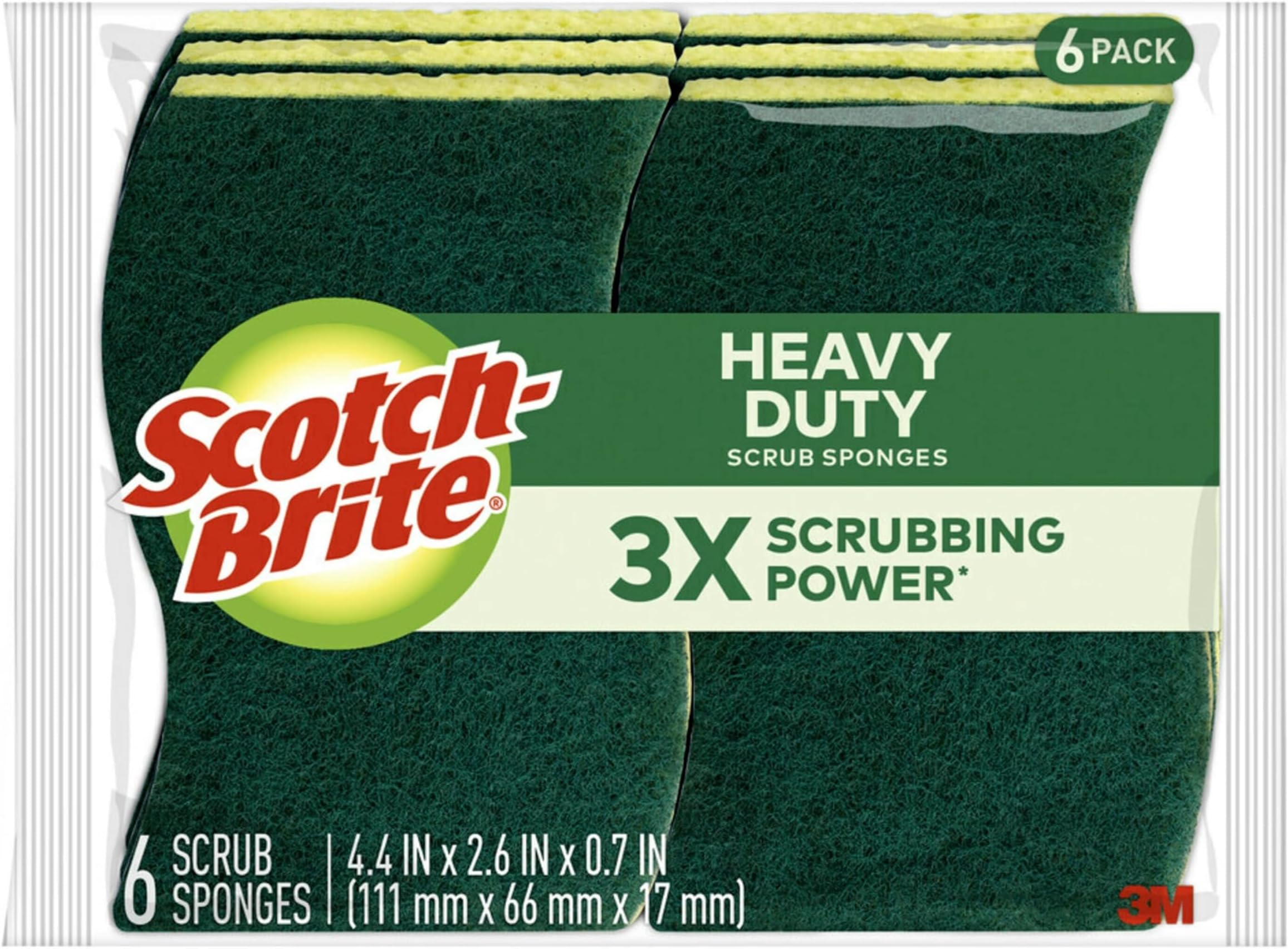 Amazon.com: Scotch Brite 3M Heavy Duty Scouring Pads 6"X 9" Heavy Duty ...
