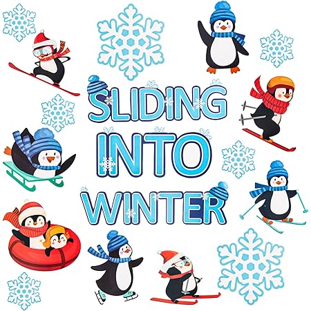 Amazon.com: 72 Pcs Winter Bulletin Board Set with 96 Pcs Glue Points ...