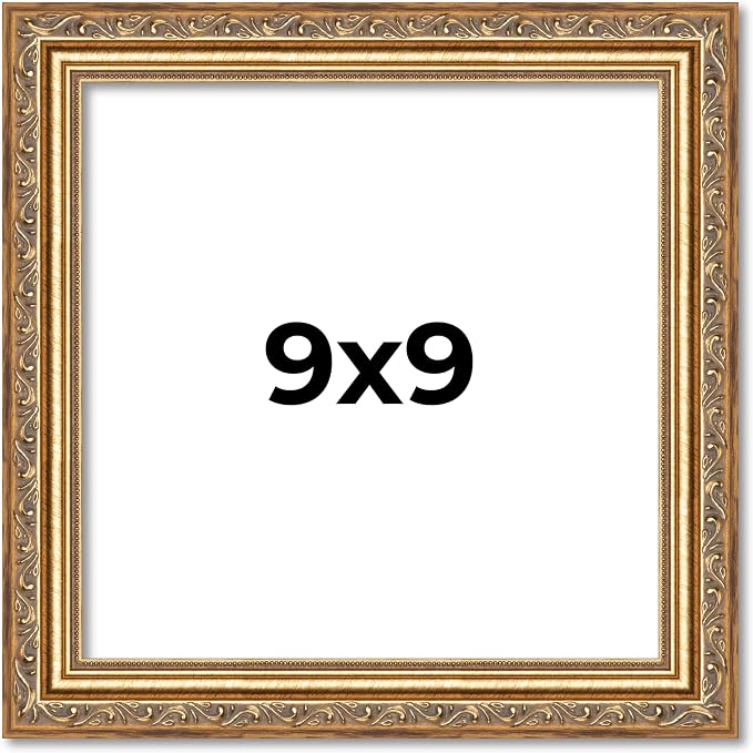 Amazon.com - Poster Palooza 9x9 Frame Antique Gold Wood Picture Square ...