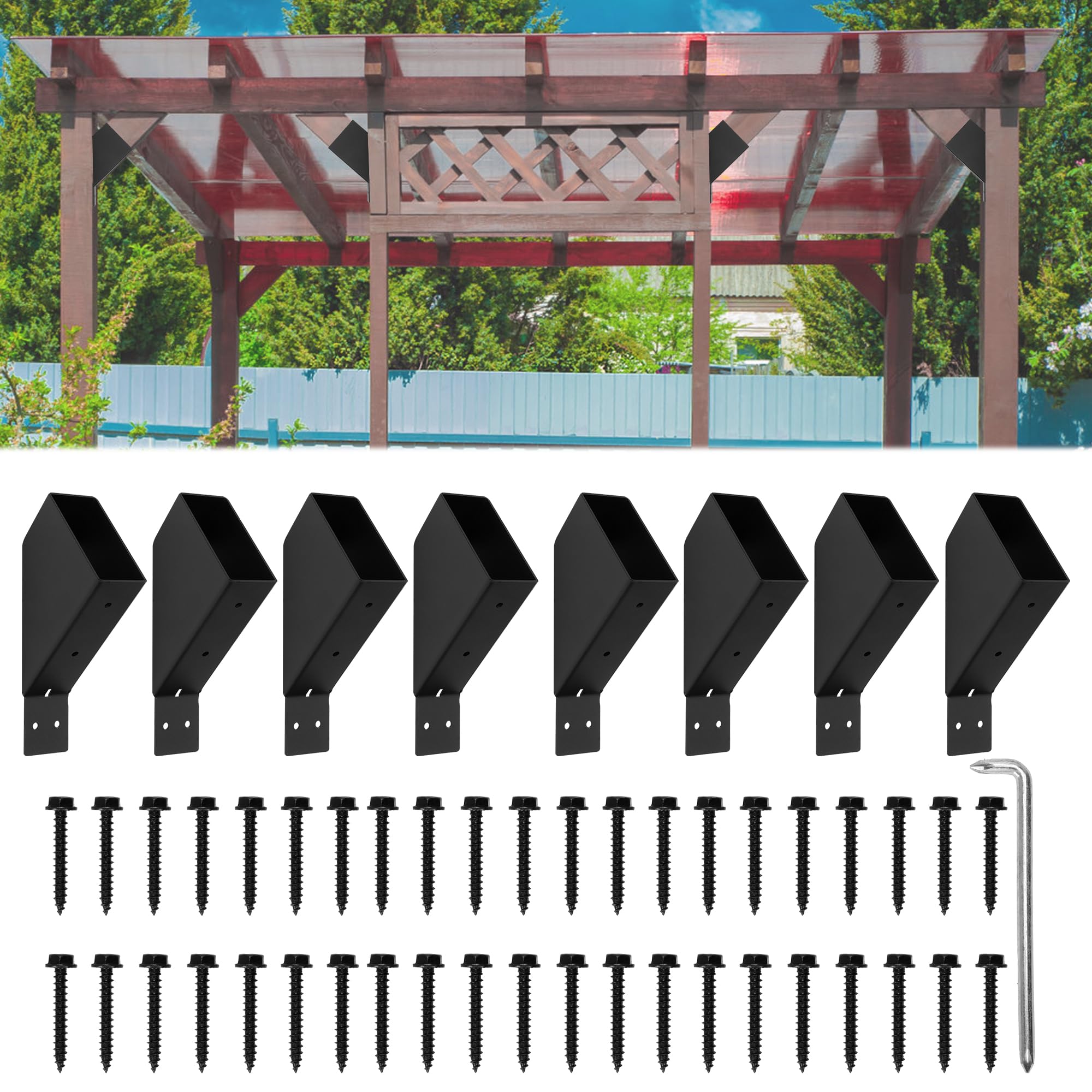 12 Pcs 45 Degree Angle Support Brackets, Pergola Kit Heavy