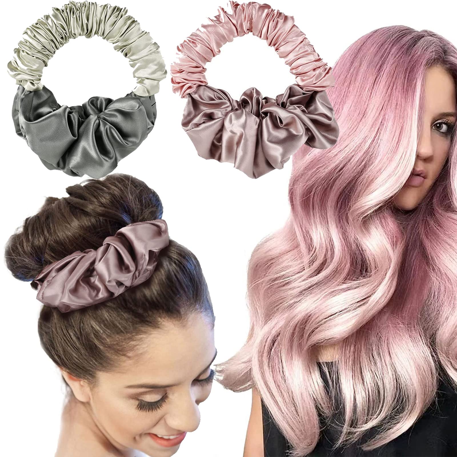 Heatless Hair Curler 2 Pack Heatless Curl Scrunchie Satin Scrunchies ...