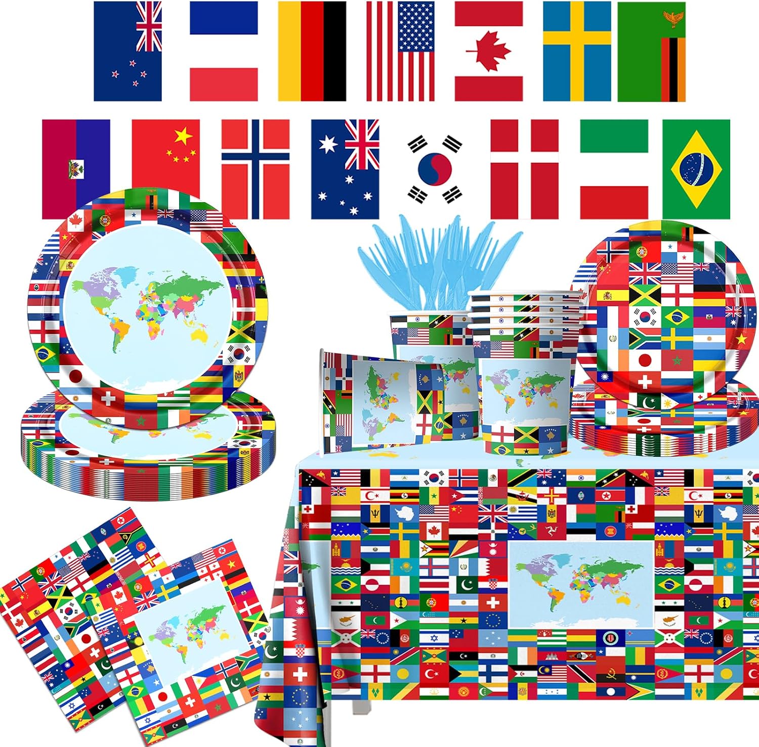 Amazon.com: International World Flags Tableware Set, 142Pcs ...
