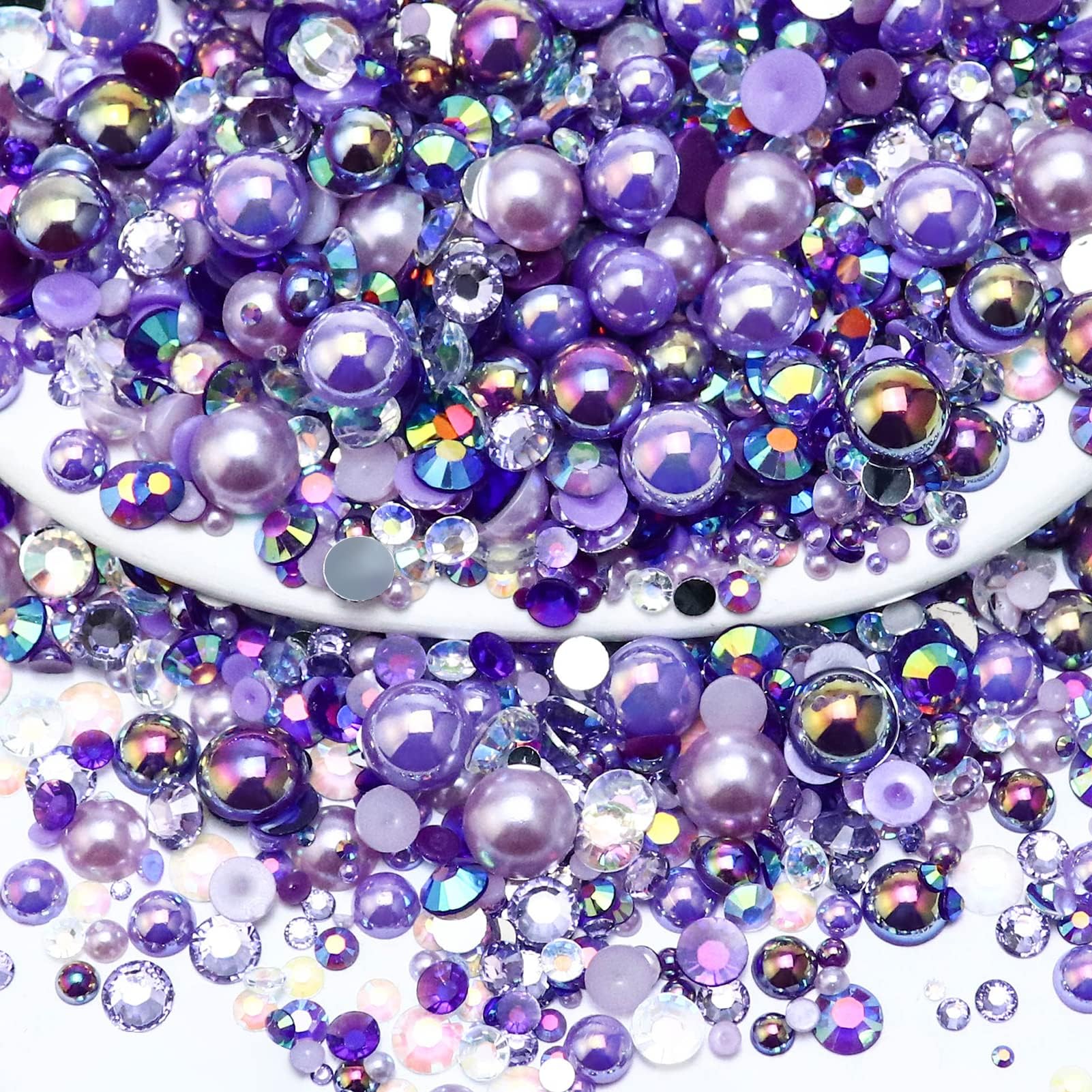 Amazon.com: Mix Sizes 300pcs Crystal Purple AB Nail Art Rhinestones DIY ...