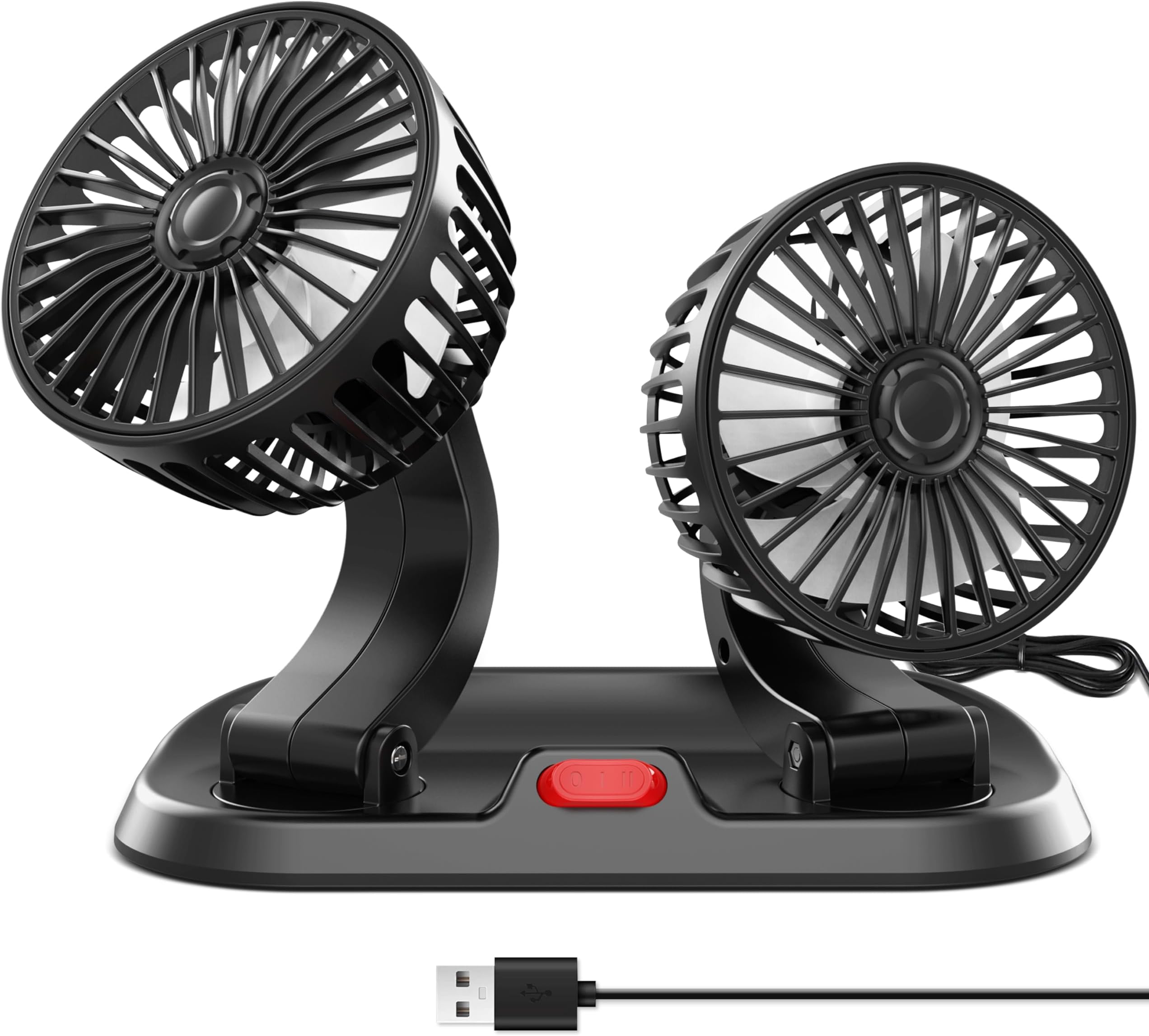 Amazon.com: TriPole Car Fan Portable Dual Head Electric Vehicle Mounted ...
