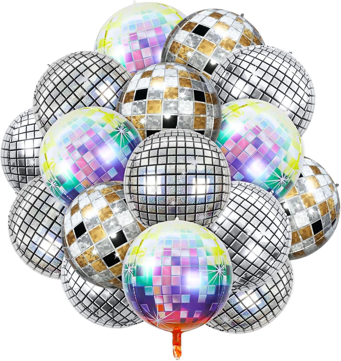 Disco Ball Balloons, 16PCS Disco Balloons, 22 Inches Helium 4D Colorful ...