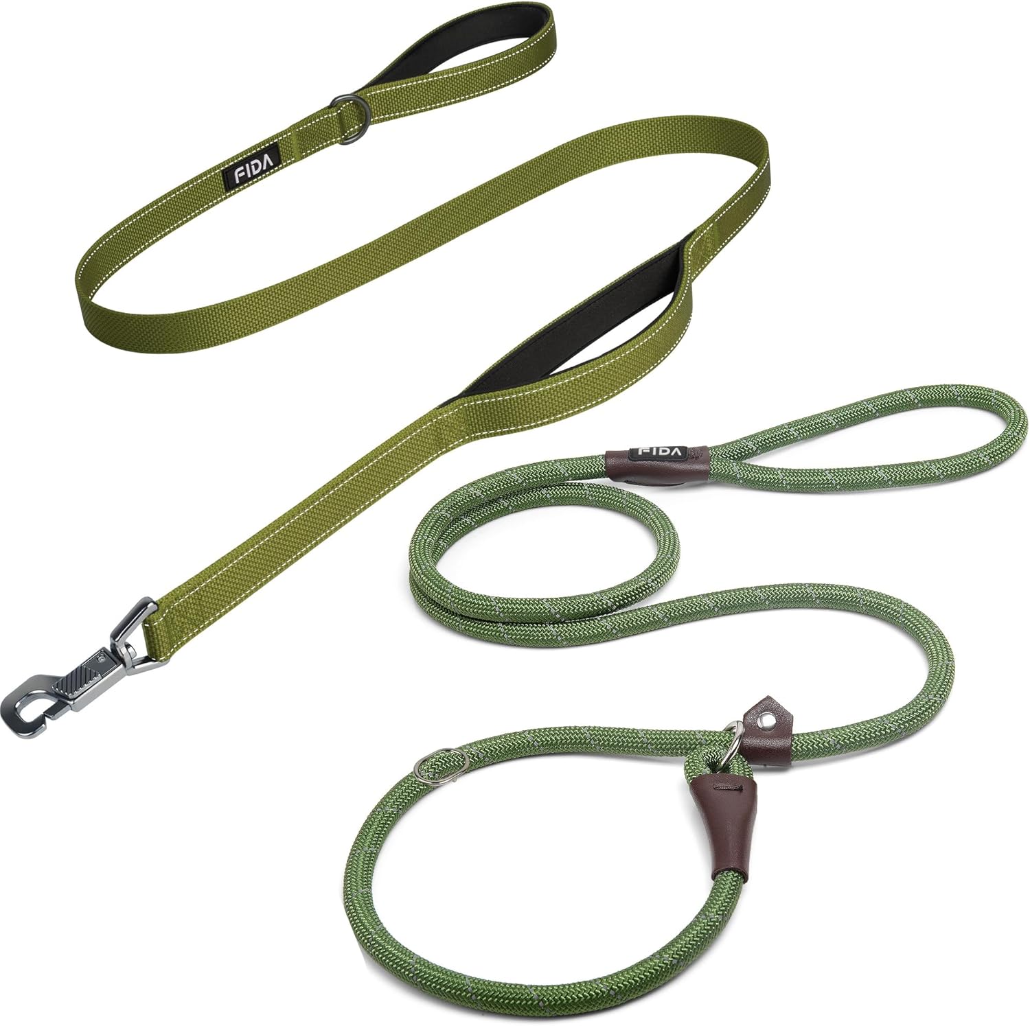 Amazon.com : Fida 6 FT Heavy Duty Dog Leash and Slip Lead Set, 6 FT x 1 ...