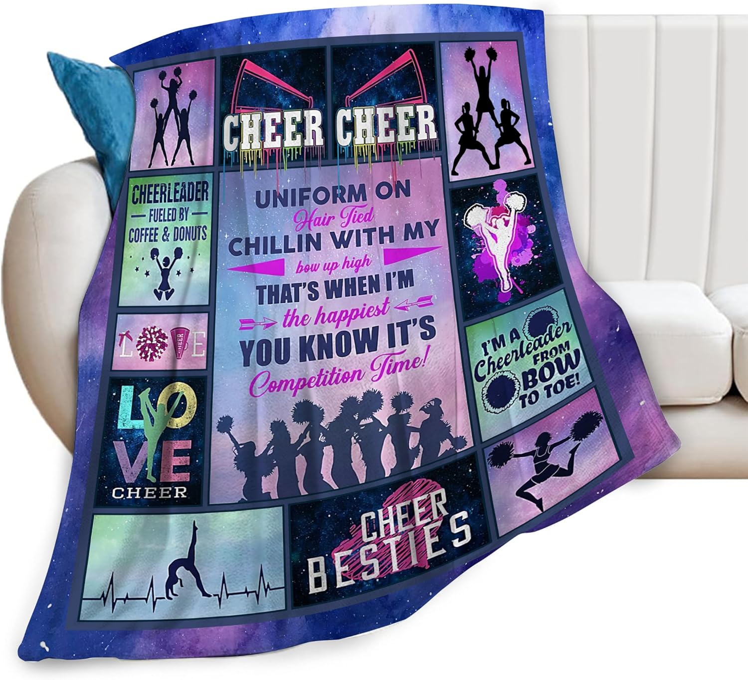 Amazon.com: Cheerleader Throw Blanket Sports Decor Cheerleading Cheer ...