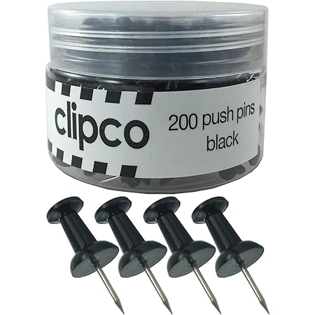 Amazon.com: Yalis Push Pins Black Thumb Tacks Standard Dark Pushpins ...