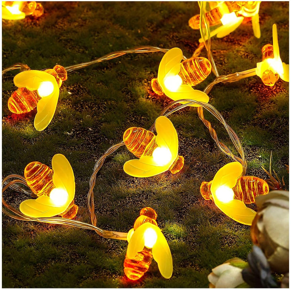 SEMILITS Honey Bee String Lights 8 Modes 30 LED Cute Bee Decor String ...