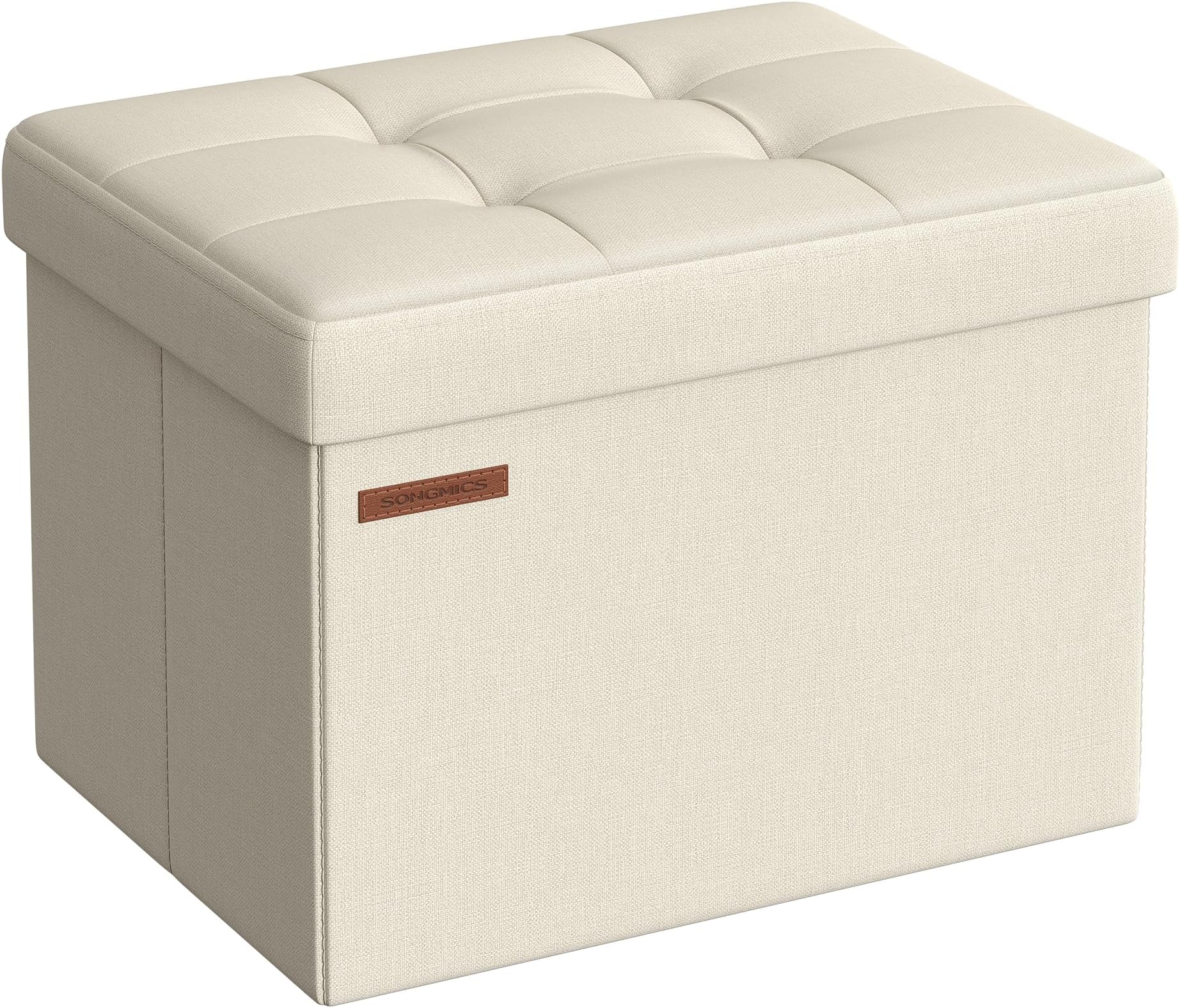 SONGMICS Storage Ottoman, Foldable Small Ottoman Foot Rest, 31 x 41 cm ...