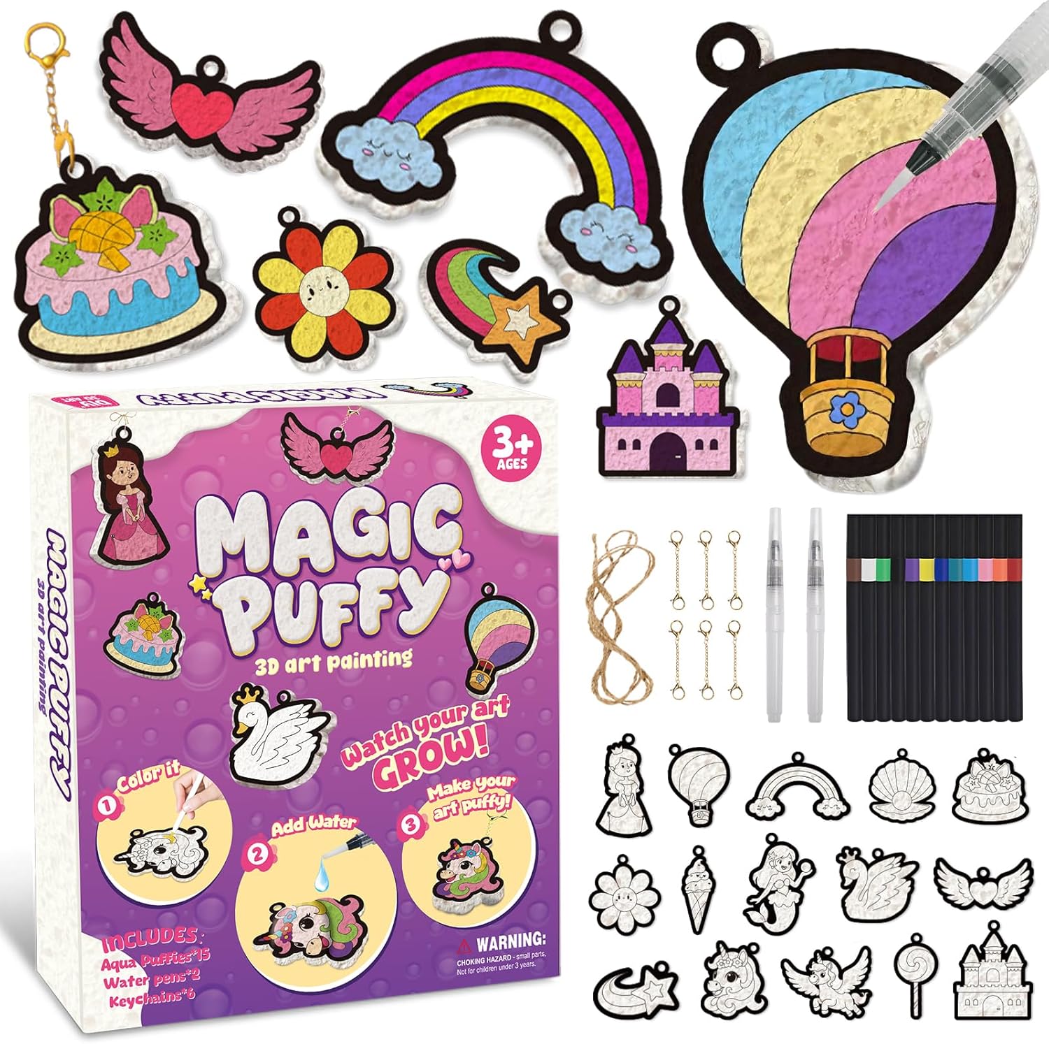 ZHFEIIRU 3D Art Kit, Aqua Puffs Princesses, Mess-Free Painting Craft ...