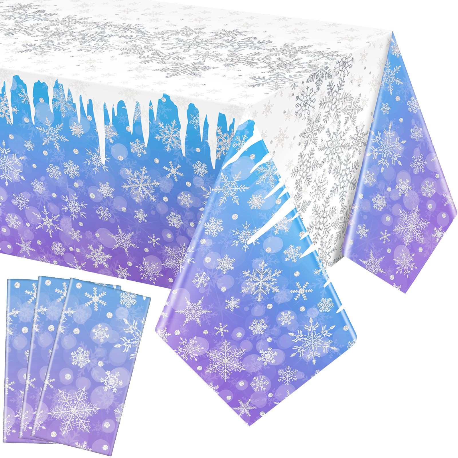 Amazon.com: Oudain 3 Packs Winter Snowflake Plastic Tablecloth ...