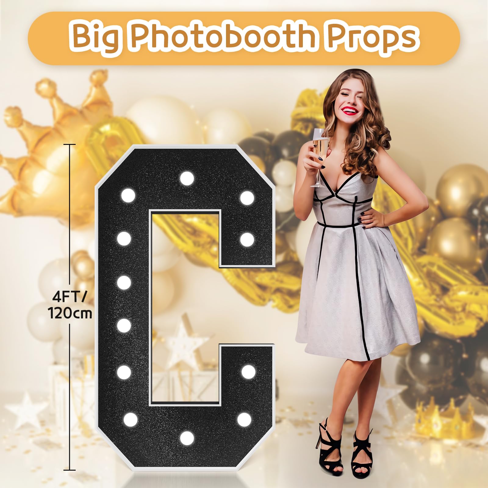 Snapklik.com : Marquee Letters Black Birthday Decorations: Large 4 Feet ...
