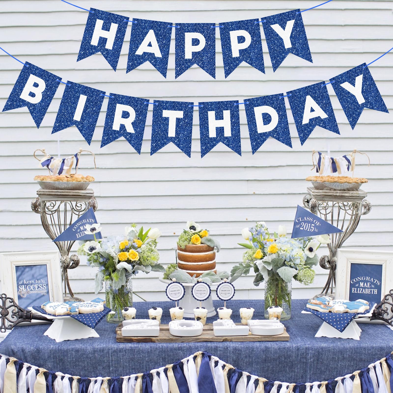 Blue Birthday Flags Happy Birthday Banner. BLUE PRINTABLE Banner. BLUE