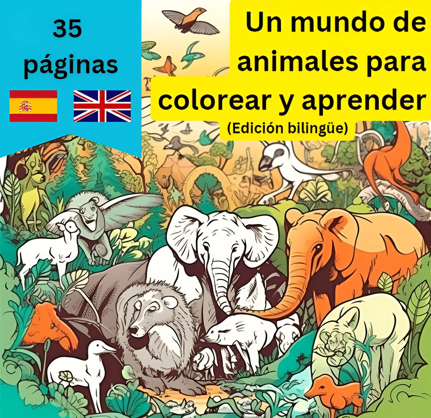 Un mundo de animales para colorear y aprender : Edición bilingüe Inglés ...