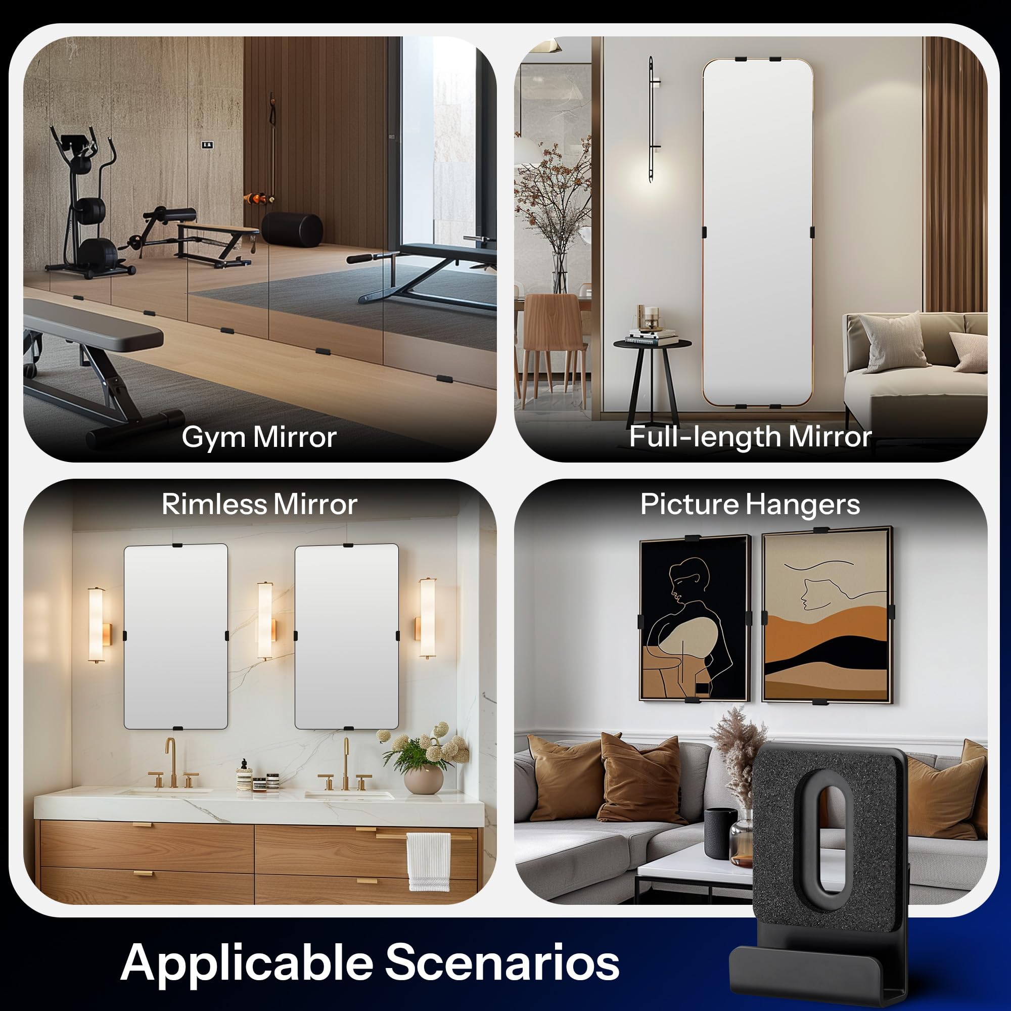 Snapklik.com : LOQRON Mirror Clips For Wall Mounting, 6 Pack Mirror ...
