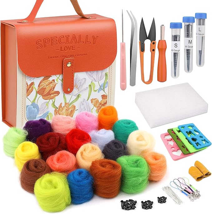 Amazon.com: Mayboos Needle Felting Kit, Wool Roving 20 Colors Set, Wool ...