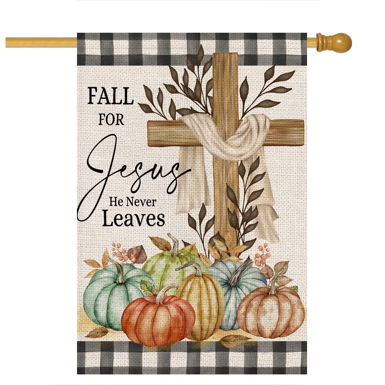 Amazon.com : Thanksgiving Fall Cross House Flag for Outdoor 28 x 40 ...