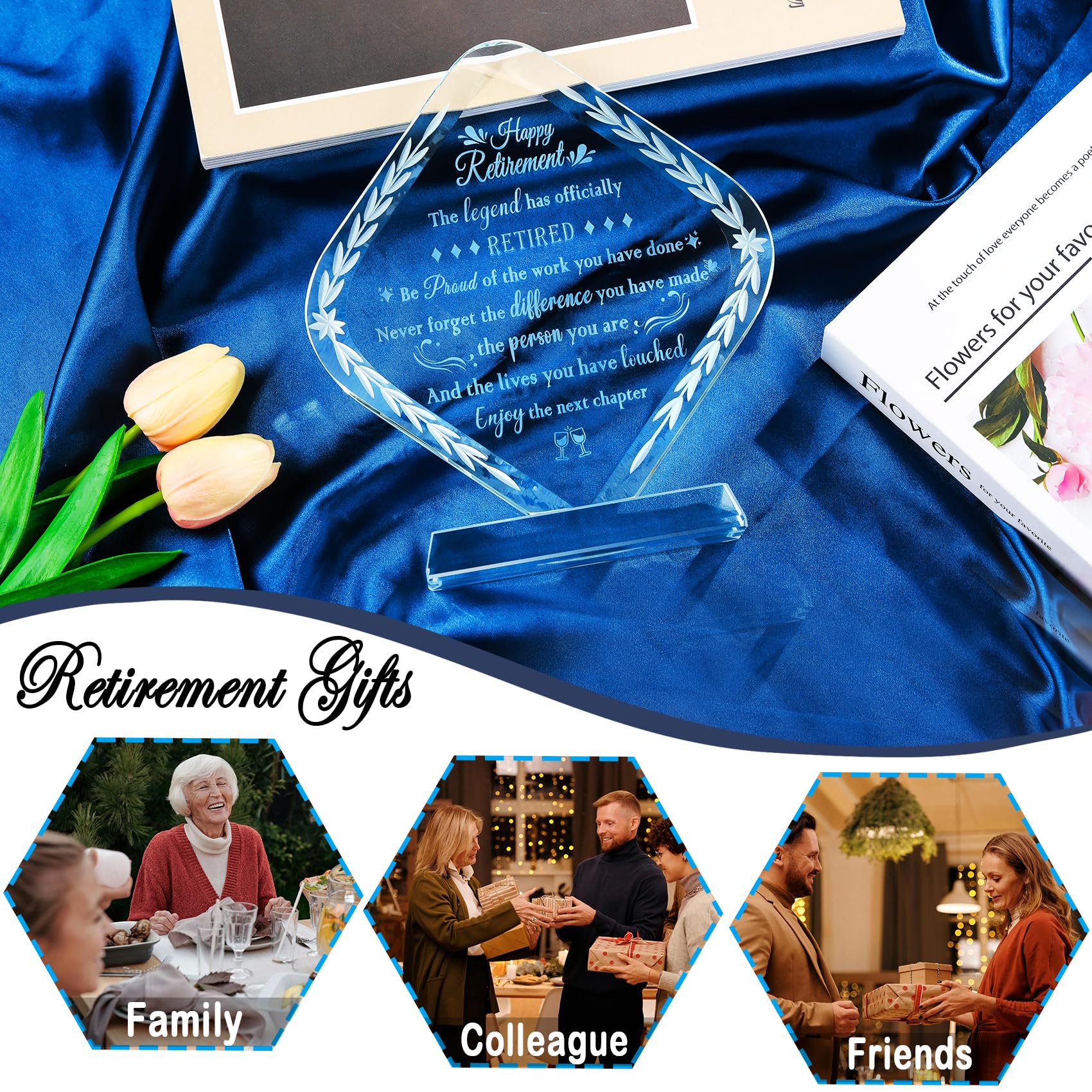 Crystal Retirement Gifts for Women, Glass Retired Medal Presents for ...