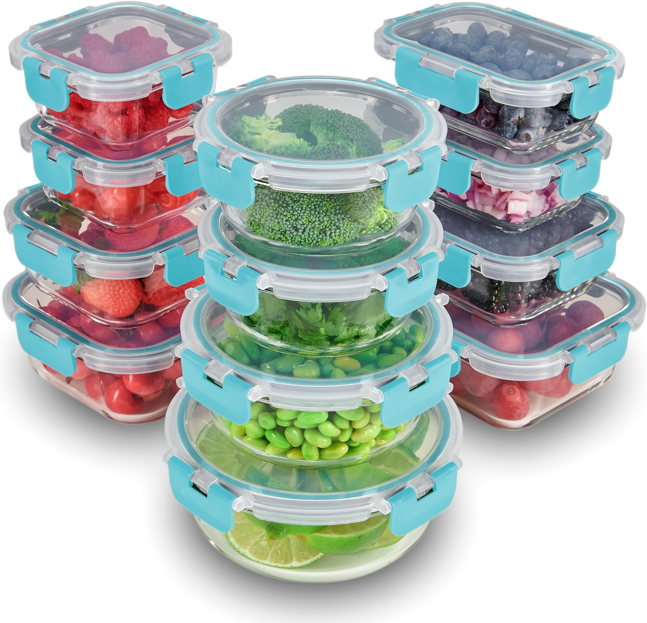 Amazon.com: 24 Piece Glass Meal Prep Containers Food Storage Set with ...