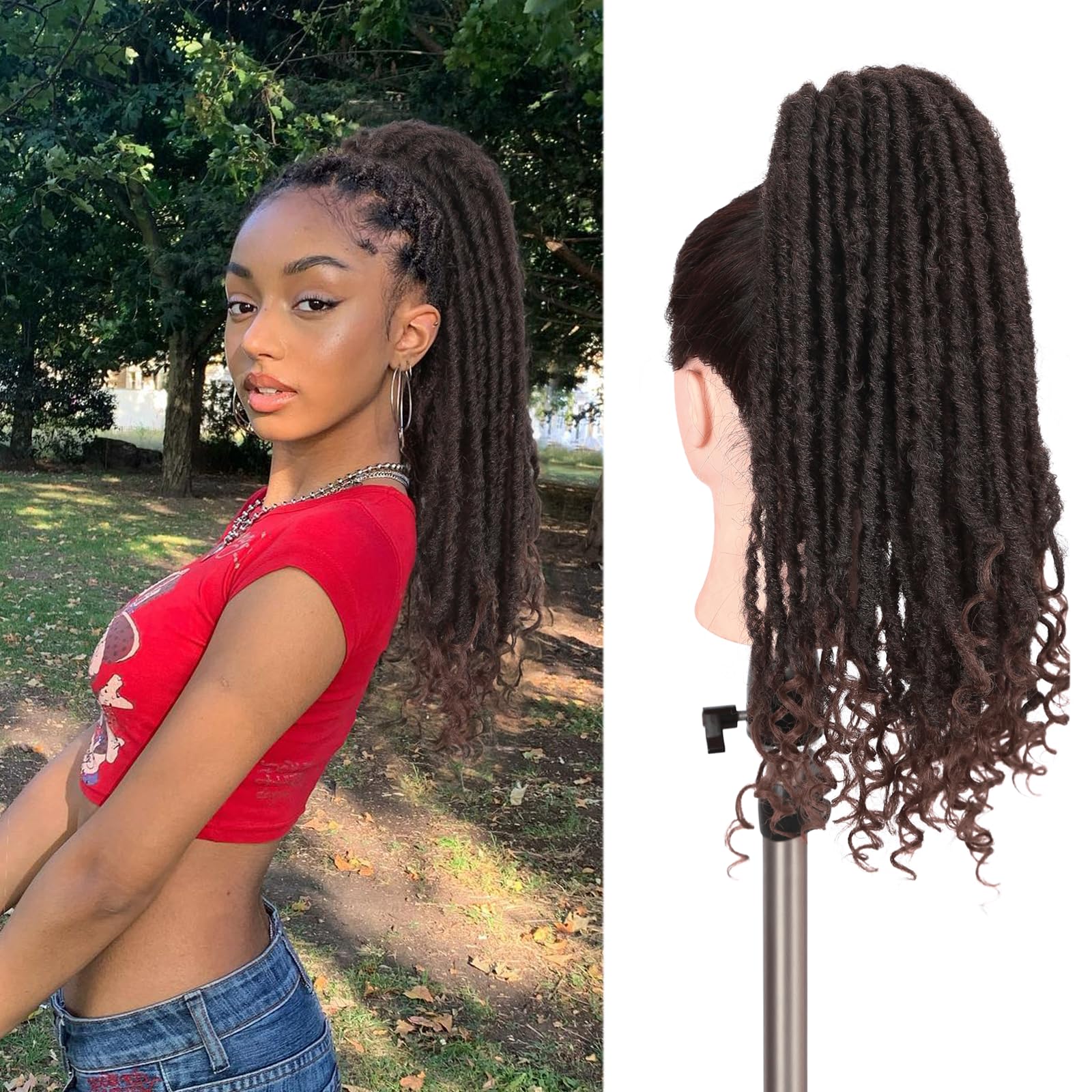 Amazon.com : WIGER Clip In Dreadlock Ponytail Extensions Faux Locs ...