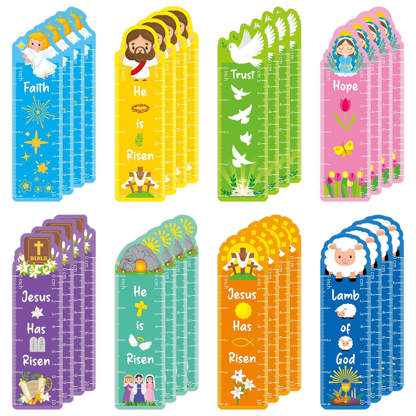 Snapklik.com : 32 Pcs Easter Bookmarks 8 Styles Jesus Measuring Ruler ...