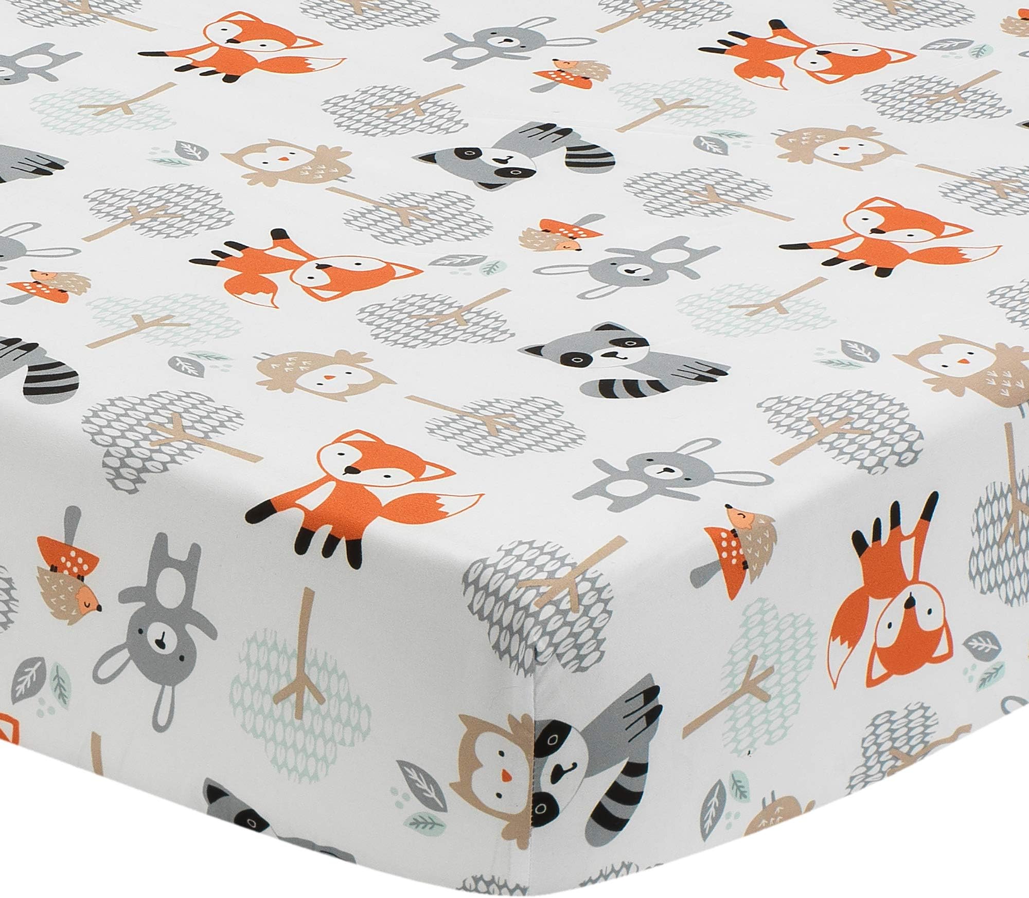 Amazon.com : Bacati - Playful Fox Orange/Grey 2 Pack Crib Fitted Sheets ...