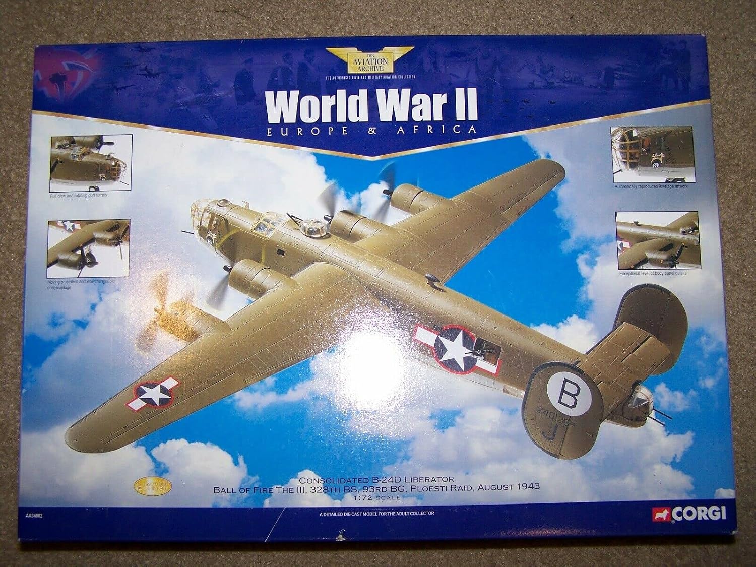 Amazon.com: Corgi Aviation AA34002 1:72 B-24D Liberator Ball of Fire ...