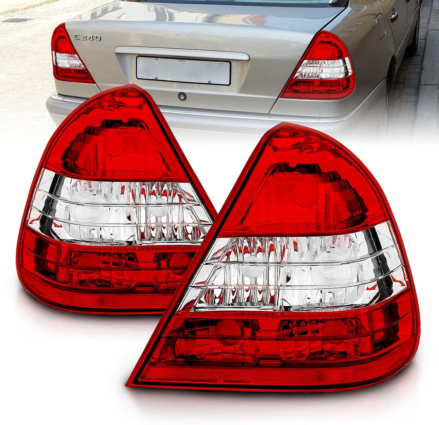 Amazon.com: AKKON - For Mercedes Benz R170 SLK Class Red Clear Rear LED ...