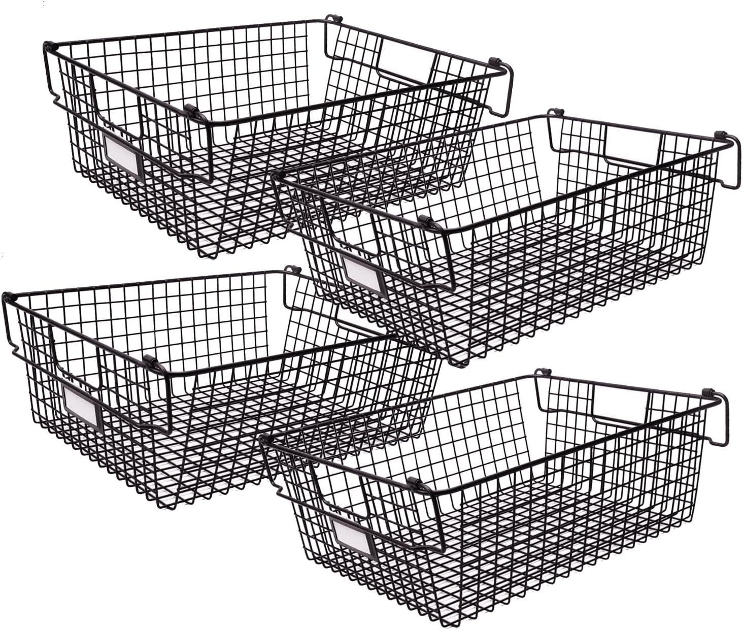Amazon.com - 4 Pack Stackable Wire Storage Baskets With Handles for ...