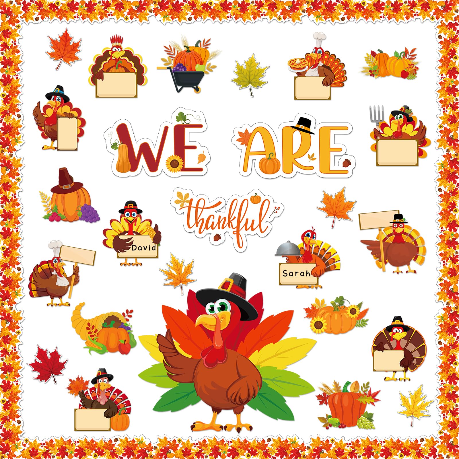 Amazon.com: 88PCS Thanksgiving Bulletin Board Decorations WE ARE ...