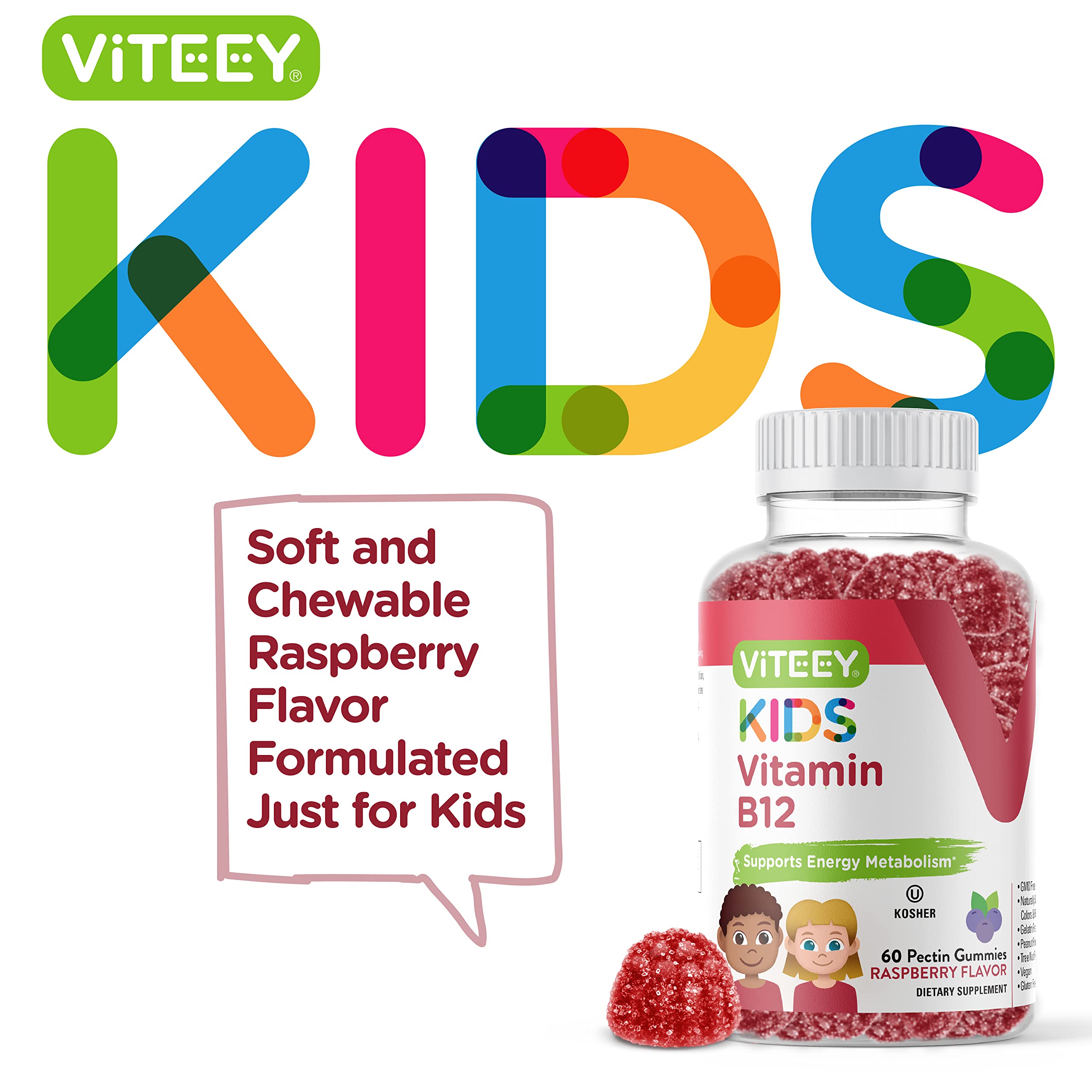 Snapklik.com : Vitamin B12 For Kids Gummies, 1000mcg - Metabolism ...