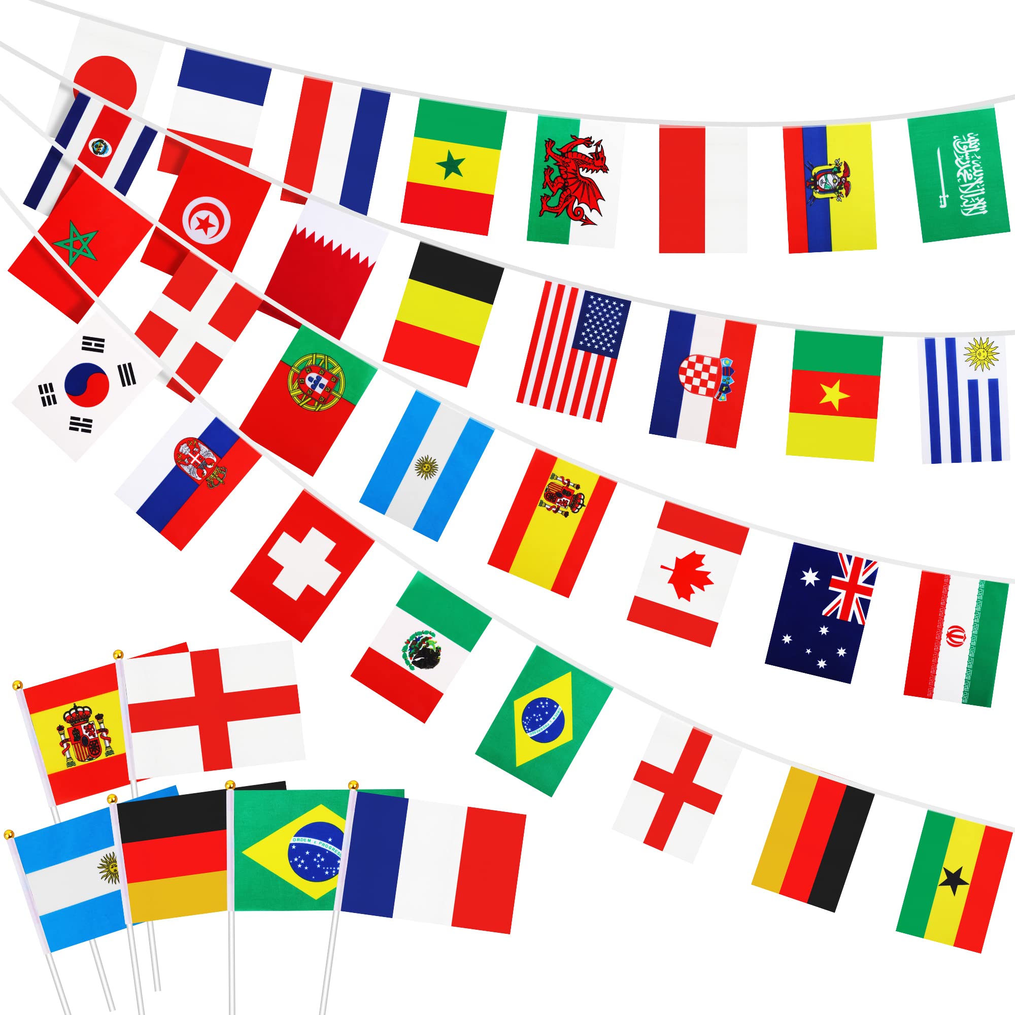 Buy ADXCO 32 Pieces Qatar World Cup Football 2022 s Qatar Bunting 32.8 ...