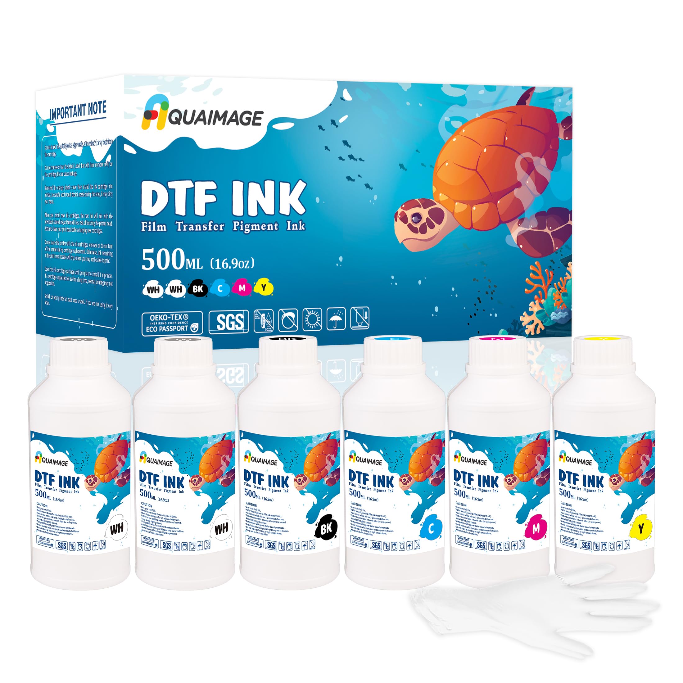 Amazon.com: Aquaimage Premium DTF Ink 3000 ml, DTF Transfer Ink for PET ...