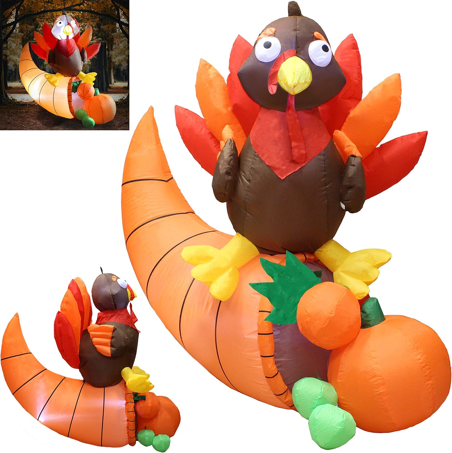 Amazon.com: Joiedomi 5 Ft Thanksgiving Inflatable Turkey on Cornucopia ...