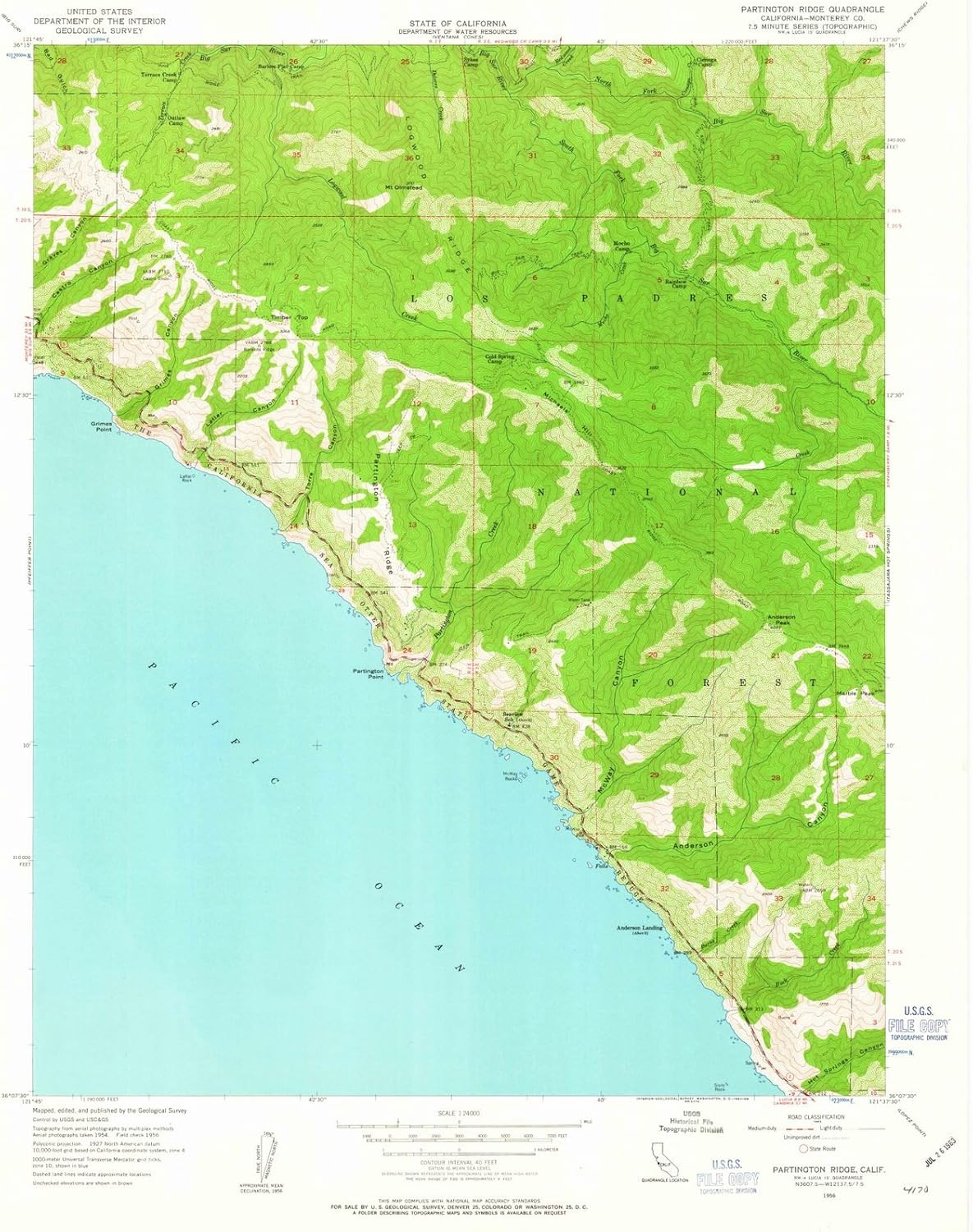 Amazon.com: California Maps - 1956 Partington Ridge, CA - USGS ...