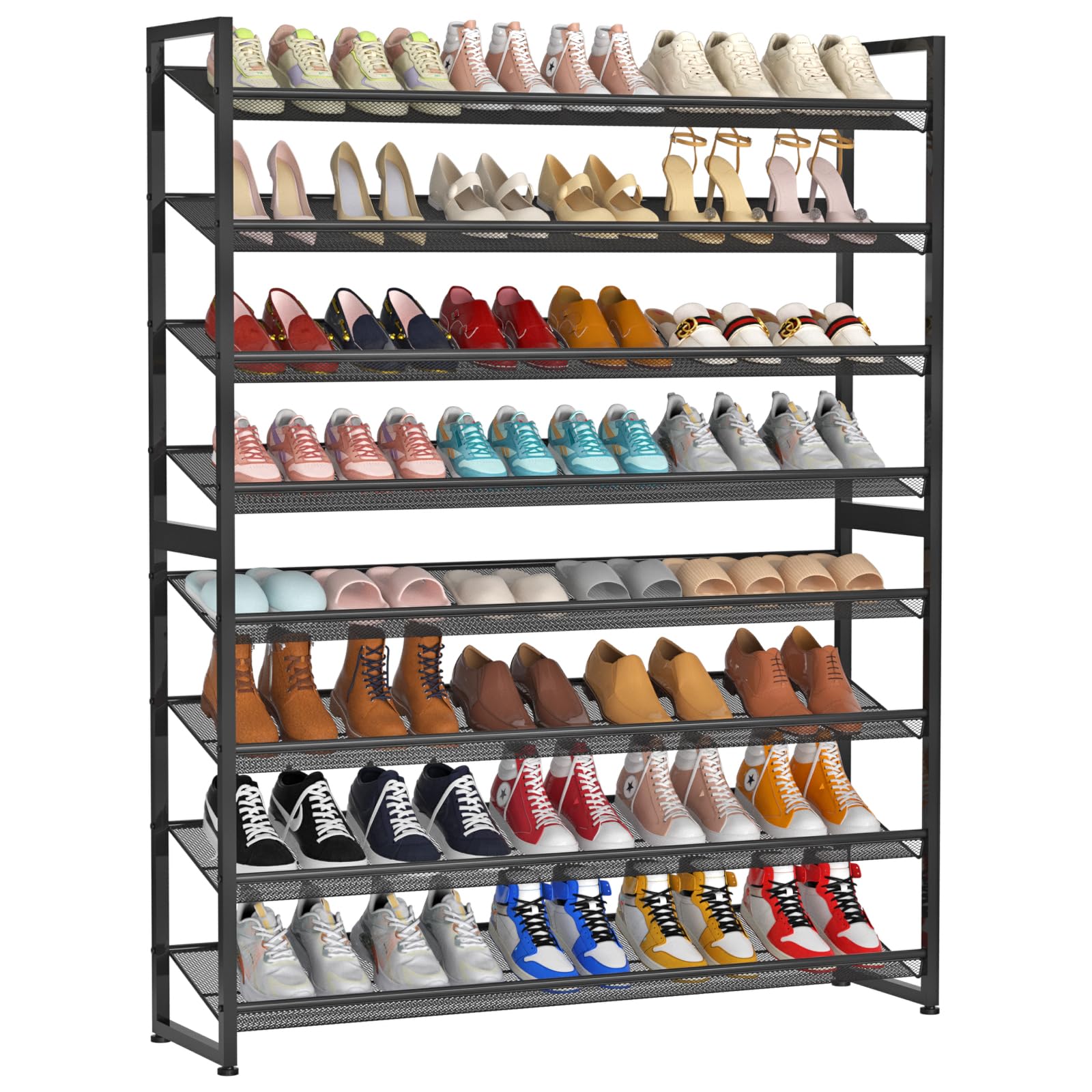 Amazon.com: NEYCIL Large Shoe Rack 8 Tier,Heavy Duty Metal Shoe ...